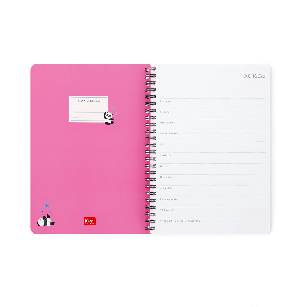 16-Month Weekly Diary - Large - Spiral Bound - 2024/2025 PANDA | Legami.com