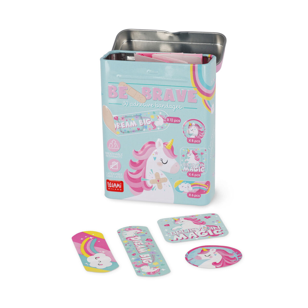 30 Printed Plasters - Be Brave UNICORN_2 | Legami.com