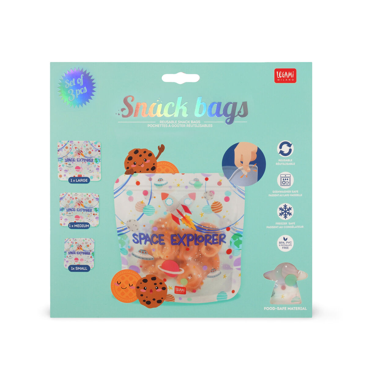 Set of 3 Snack Bags SPACE | Legami.com