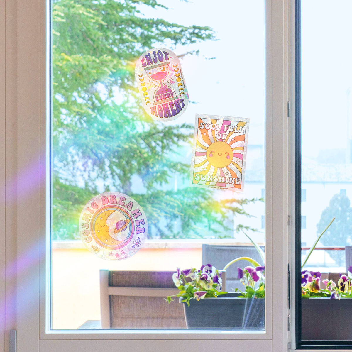 Set of 4 Static-Cling Suncatcher Stickers for Windows - Rainbow Maker ...