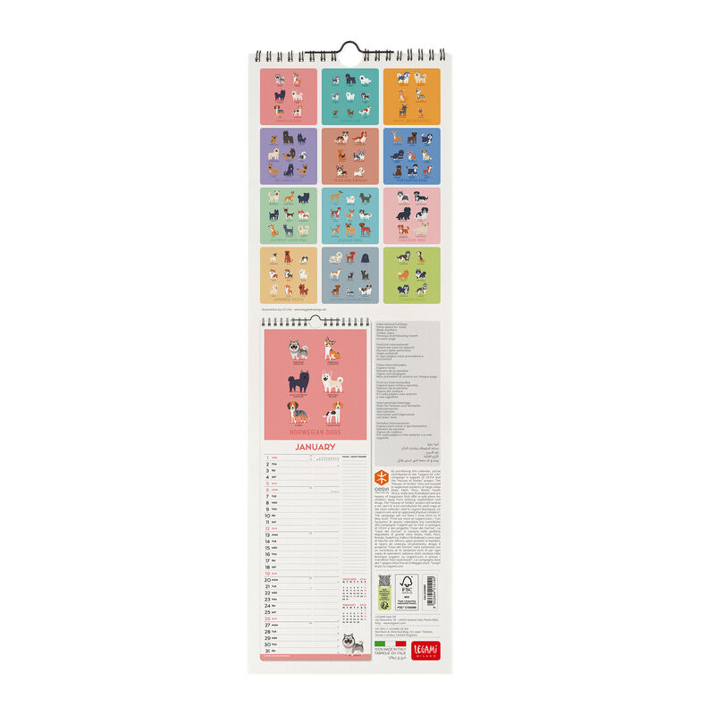 Calendrier Mural 2025 - 16 x 49 cm DOGS OF THE WORLD | Legami.com