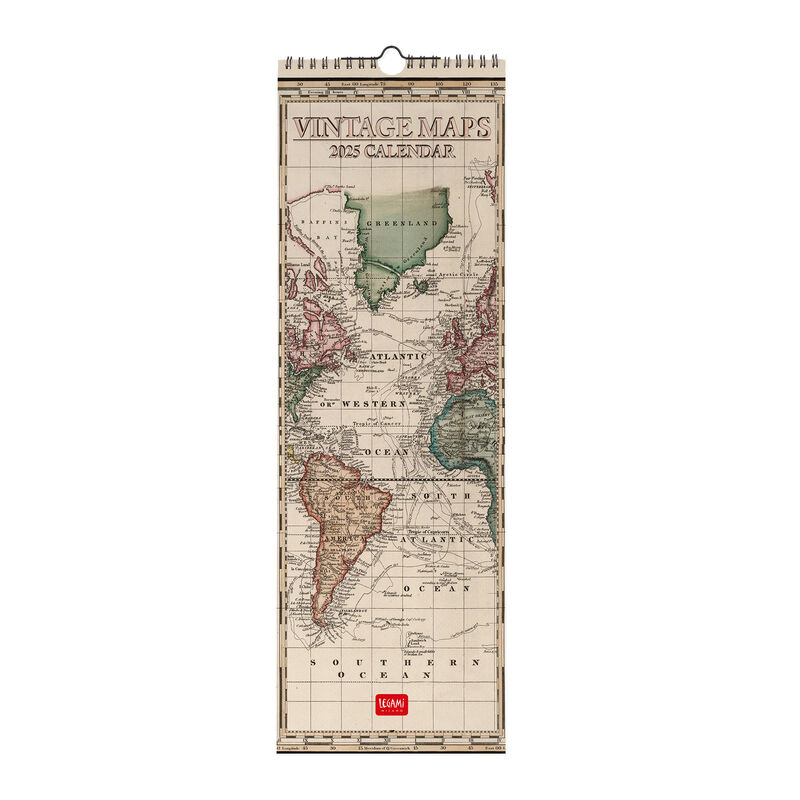 2025 Wall Calendar - 16 x 49 cm VINTAGE MAPS | Legami.com
