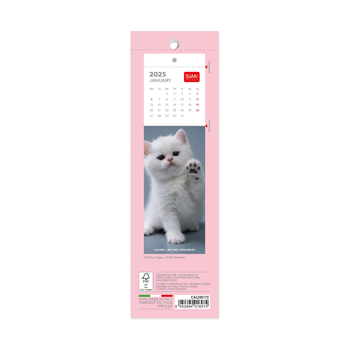 2025 Bookmark Calendar - 5.5 x 18 cm SWEET KITTENS | Legami.com