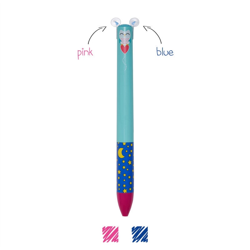 CLICK&CLACK TWO COLOR PEN - PENNA A DUE COLORI OWLS