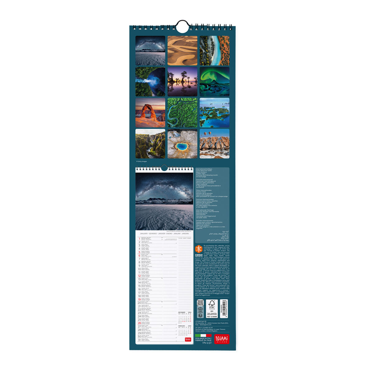 2025 Wall Calendar - 16 x 49 cm PLANET EARTH | Legami.com