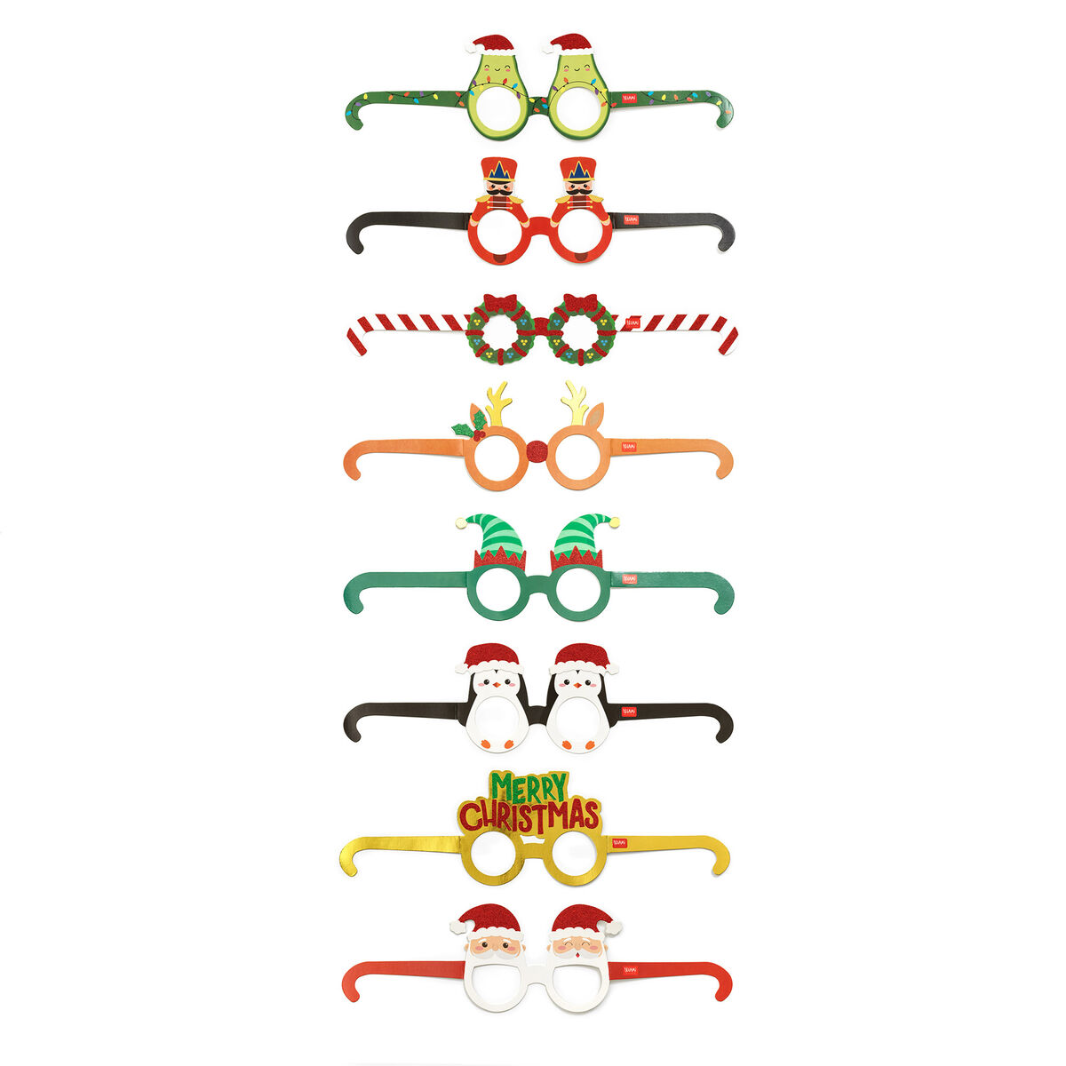 Set of 8 Christmas Paper Eyeglasses | Legami.com