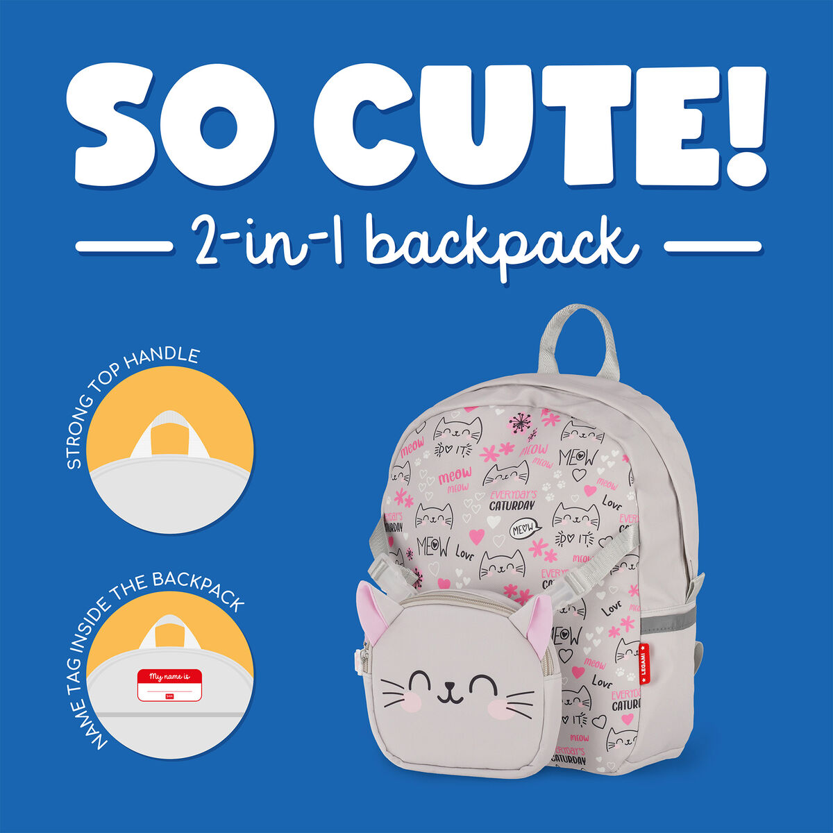 Backpack with Removable Pocket - So Cute! KITTY | Legami.com