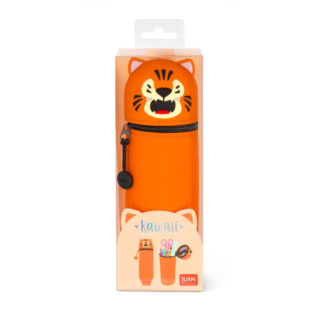 2-in-1-Federmäppchen aus Silikon - Kawaii TIGER | Legami.com